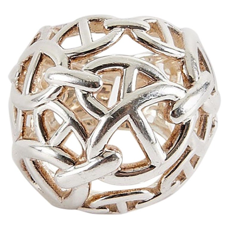 HERMES Ring Chained Silver Size 50 For Sale at 1stDibs | hermes ring size