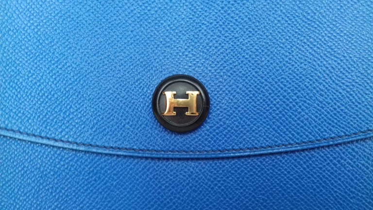 Hermes Rio Pochette Clutch Envelope Bag Blue Couchevel Leather Ghw 24 ...