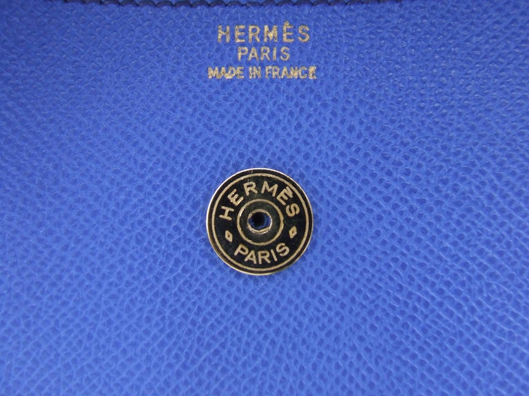 Hermes Rio Pochette Clutch Envelope Bag Blue Couchevel Leather Ghw 24 ...