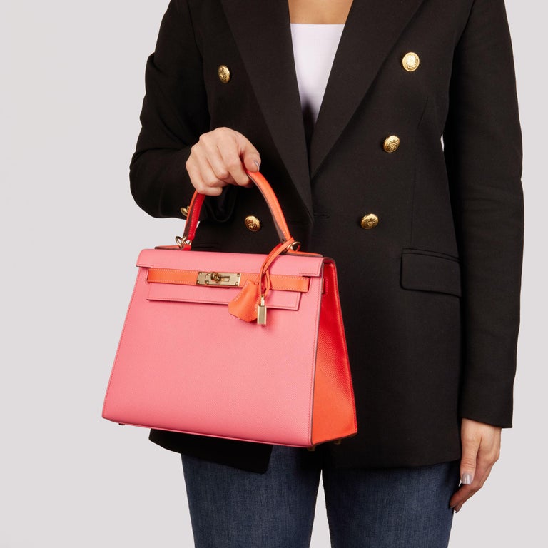 HERMÈS Rose Azalea and Rose Jaipur Leather HSS Special Order Kelly 28cm ...