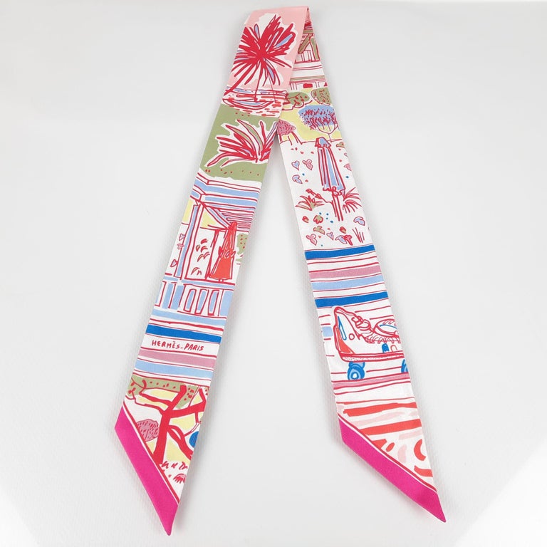 Hermes Rose / Bleu / Vert Rayures d'Ete Twilly For Sale at 1stDibs