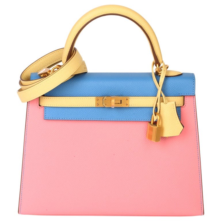 Hermès Rose Confetti, Jaune Poussin and Bleu Hydra Epsom Leather ...