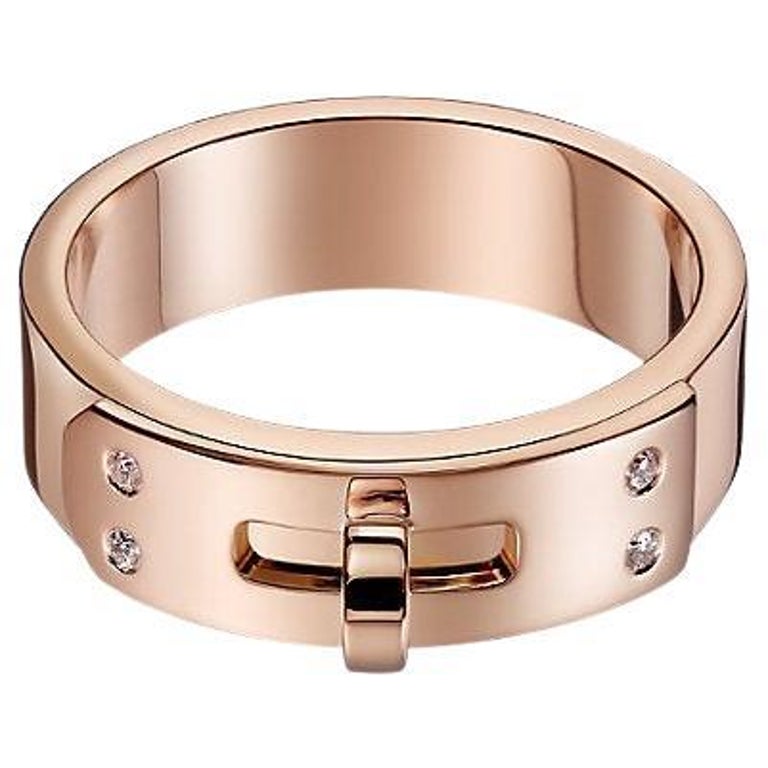 Hermes rose gold Kelly ring, small model For Sale at 1stDibs