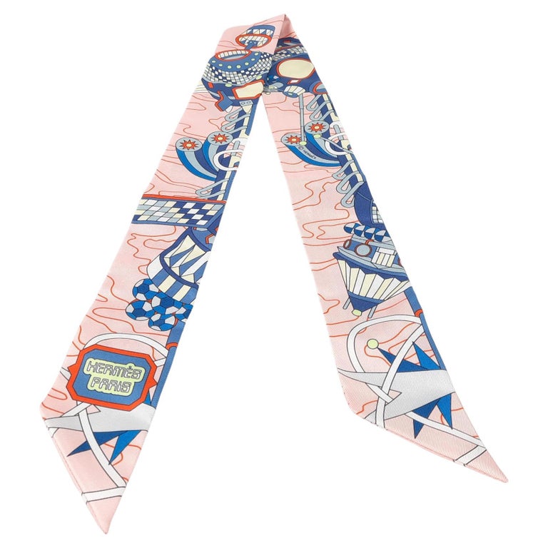 Hermes Rose Pâle / Bleu / Jaune Soufre Hermès Schal Odyssee twilly im ...