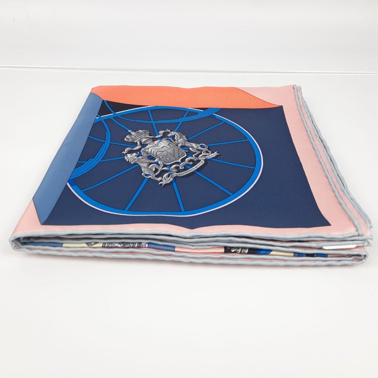 Hermes Rose Poudré / Bleu / Saumon Springs Springs scarf 90 For Sale at ...