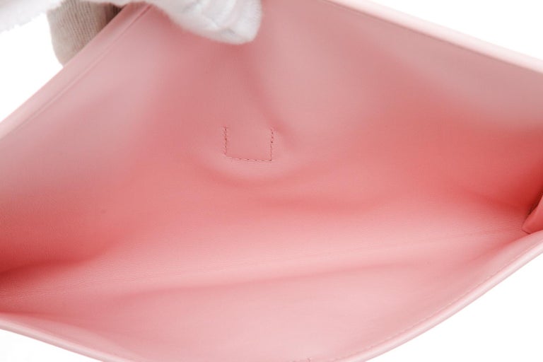 Hermes Rose Sakura Pink Swift Leather Jige 29cm Clutch For Sale at 1stDibs