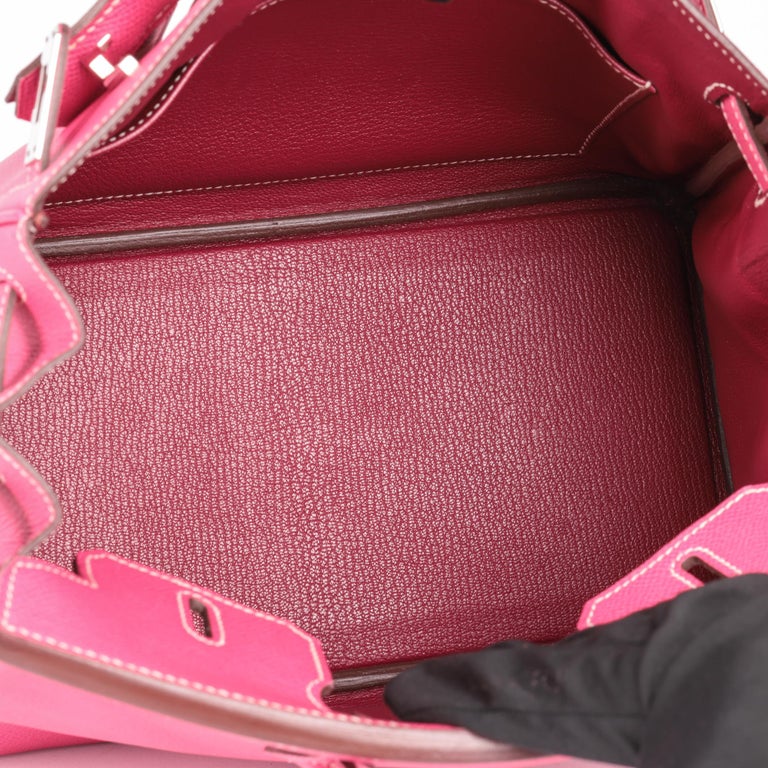 HERMÈS Rose Tyrien and Rubis Epsom Leather Candy Collection Birkin 25cm ...