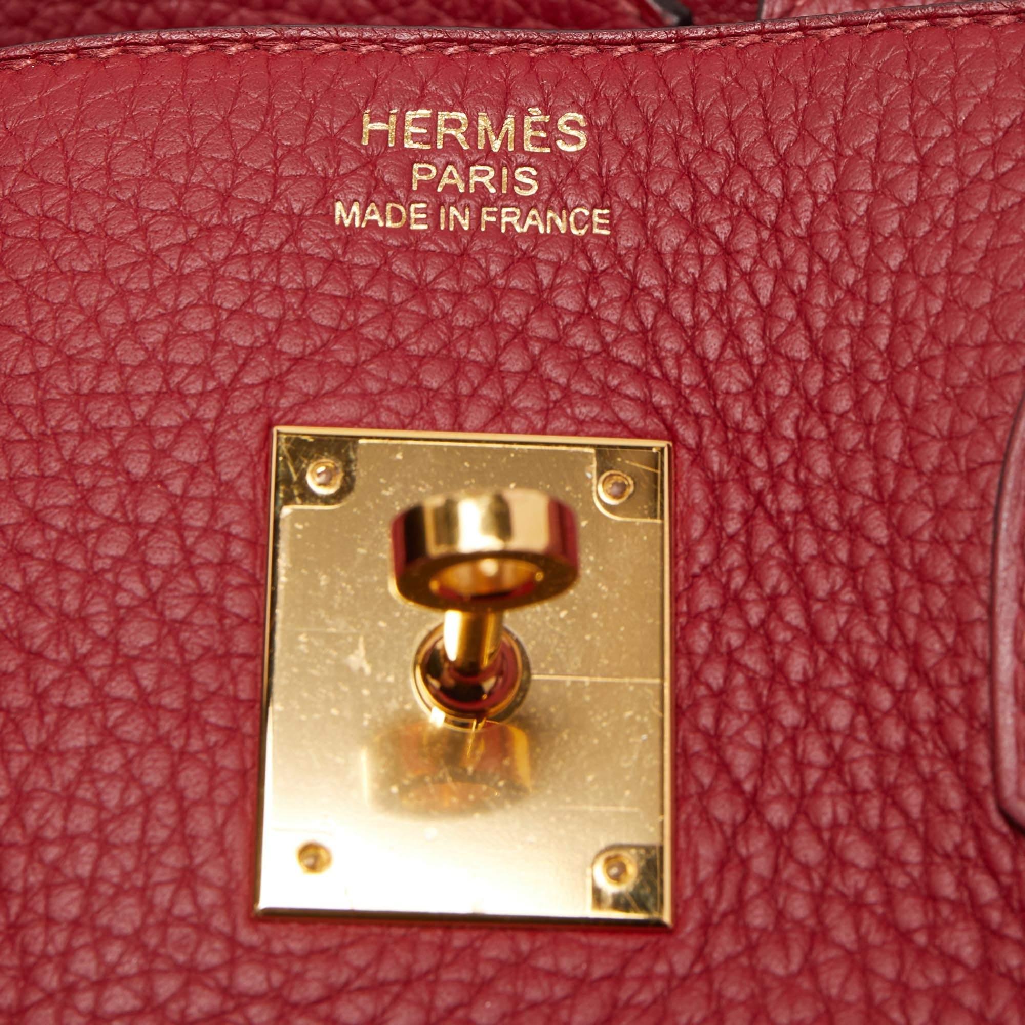 Hermes Rouge Grenat Clemence Leather Gold Finish Birkin 35 Bag For Sale ...