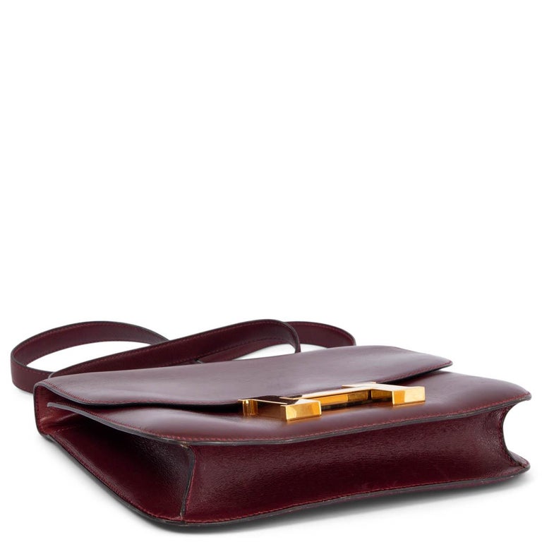 HERMES Rouge H burgundy Box leather CONSTANCE 23 Bag w Gold VINTAGE For ...