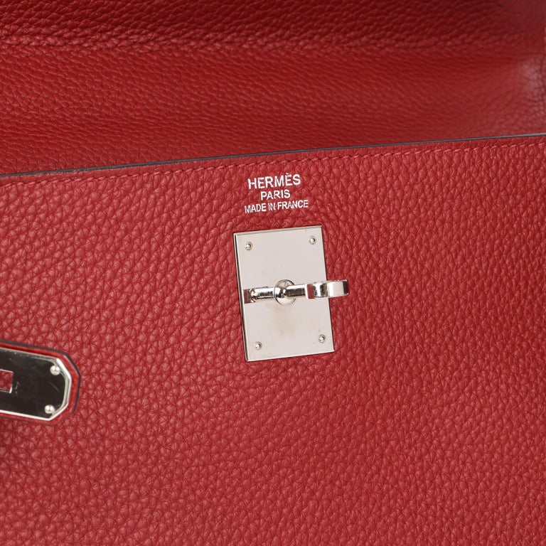 HERMÈS Rouge H Clemence Leather Amazone Kelly 35cm Retourne For Sale at ...