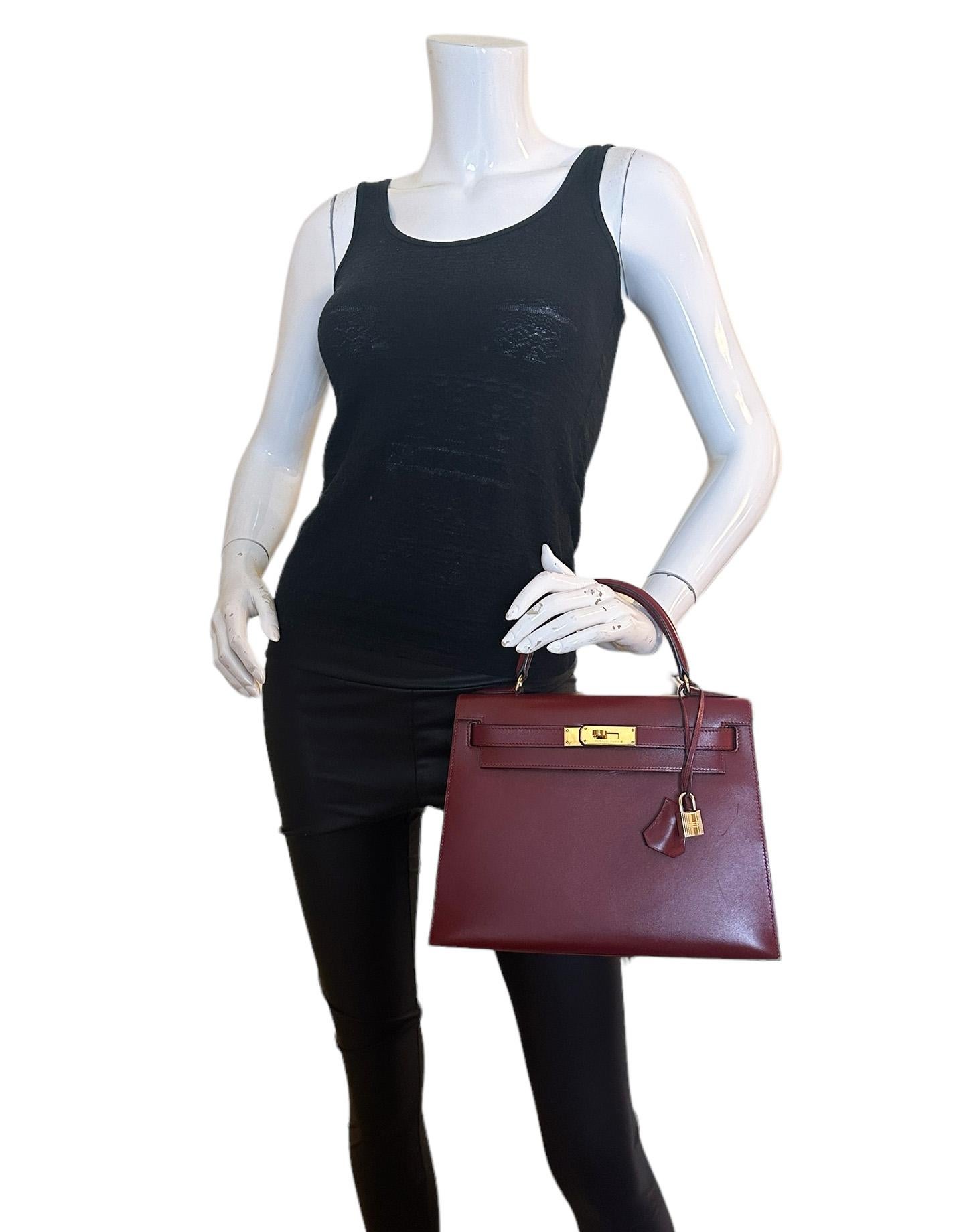 Hermes Rouge H Leather 28cm Kelly Sellier Bag GHW For Sale at 1stDibs