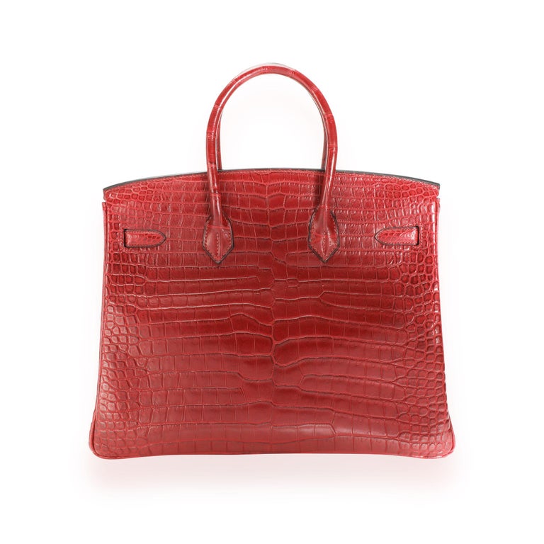 Hermès Rouge H Matte Porosus Crocodile Birkin 35 PHW For Sale at ...