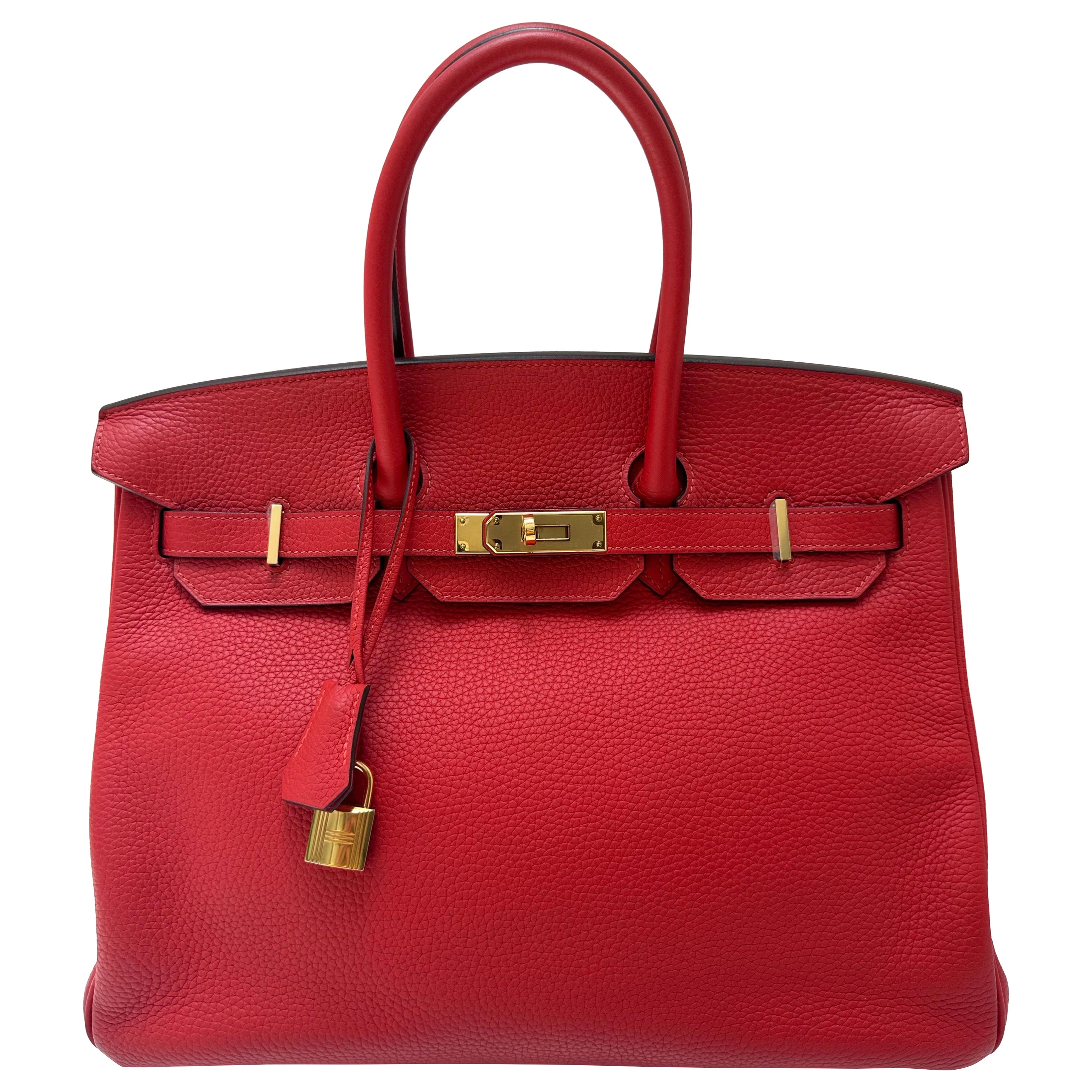 Hermes Sanguine with White Interior Birkin 35 Bag For Sale at 1stDibs