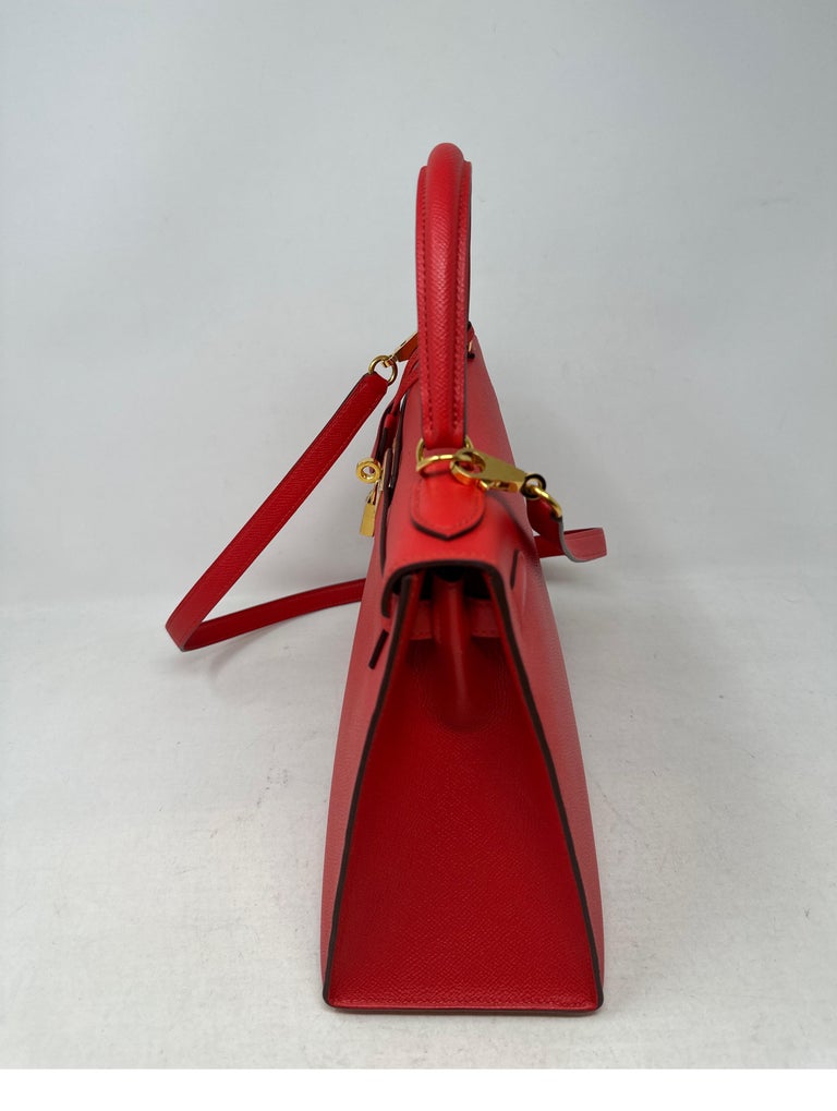 Hermes Rouge Pivoine Red Kelly 28 Bag For Sale at 1stDibs