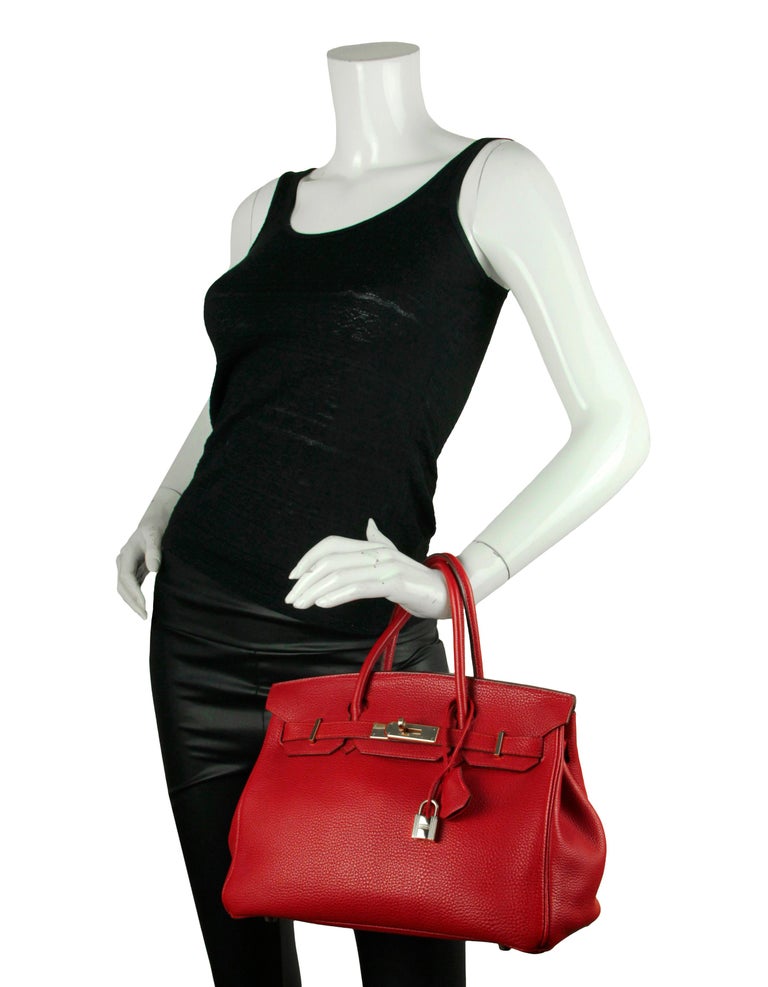 Hermes Rouge Vif Red Togo Leather 30cm Birkin Bag GHW For Sale at 1stDibs