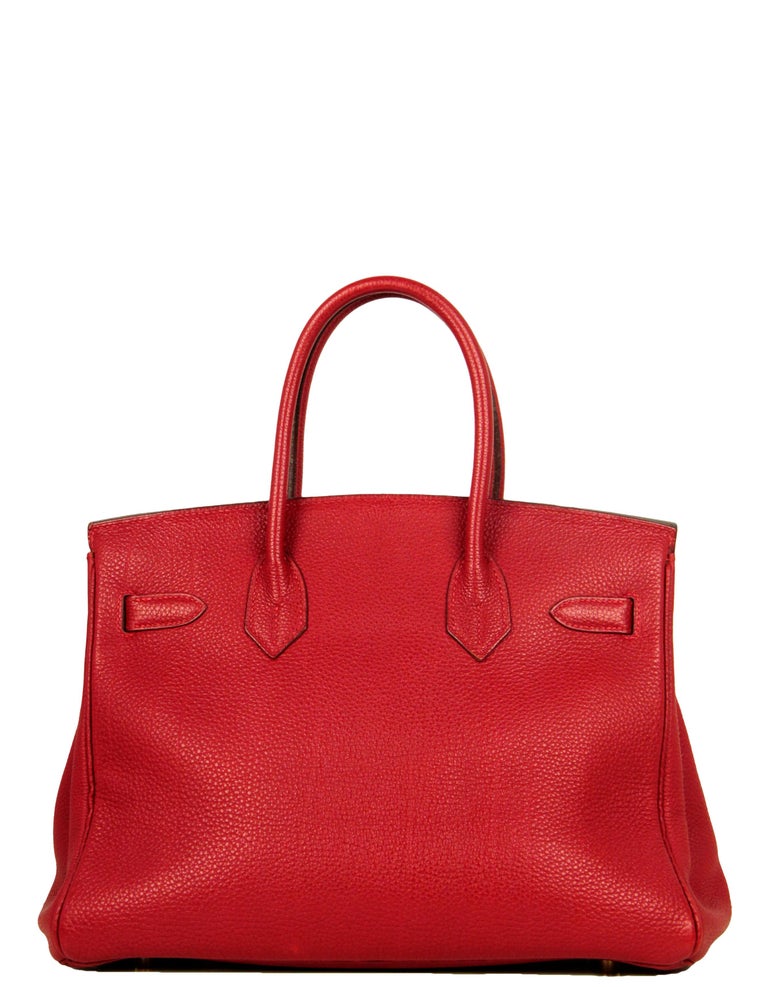 Hermes Rouge Vif Red Togo Leather 30cm Birkin Bag GHW For Sale at 1stDibs