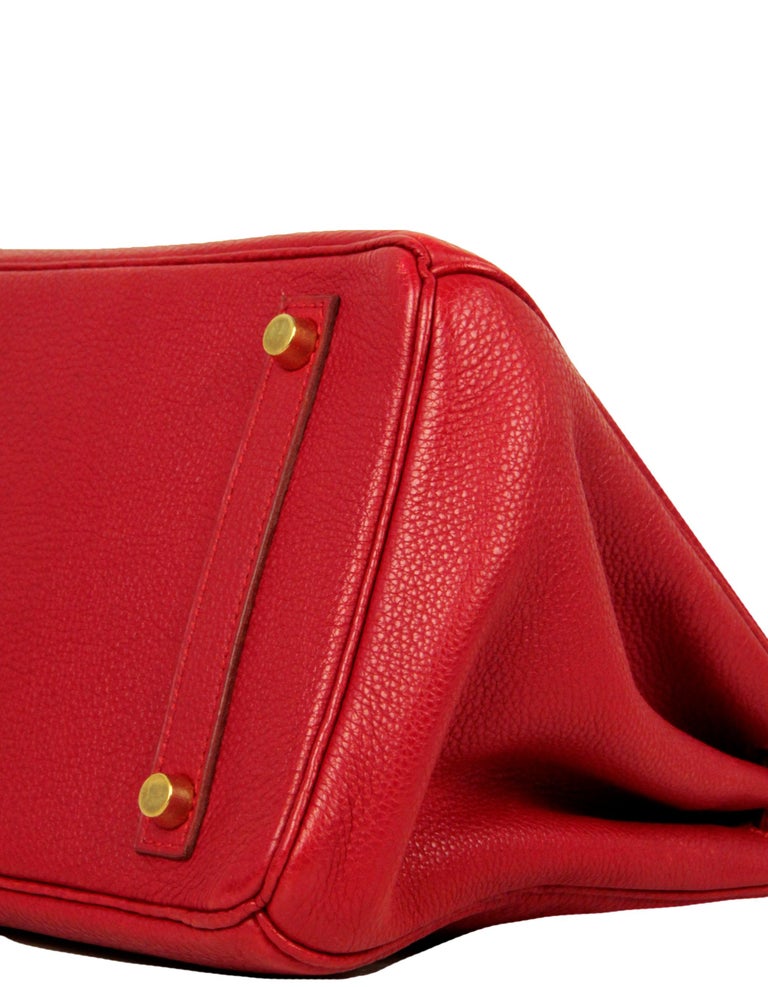 Hermes Rouge Vif Red Togo Leather 30cm Birkin Bag GHW For Sale at 1stDibs