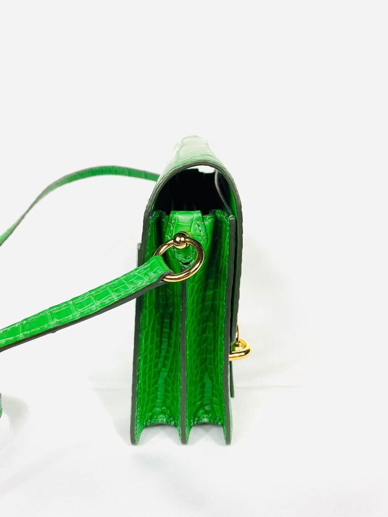 HERMES Roulis Mini Cactus Green Alligator Crossbody Shoulder Handbag at ...