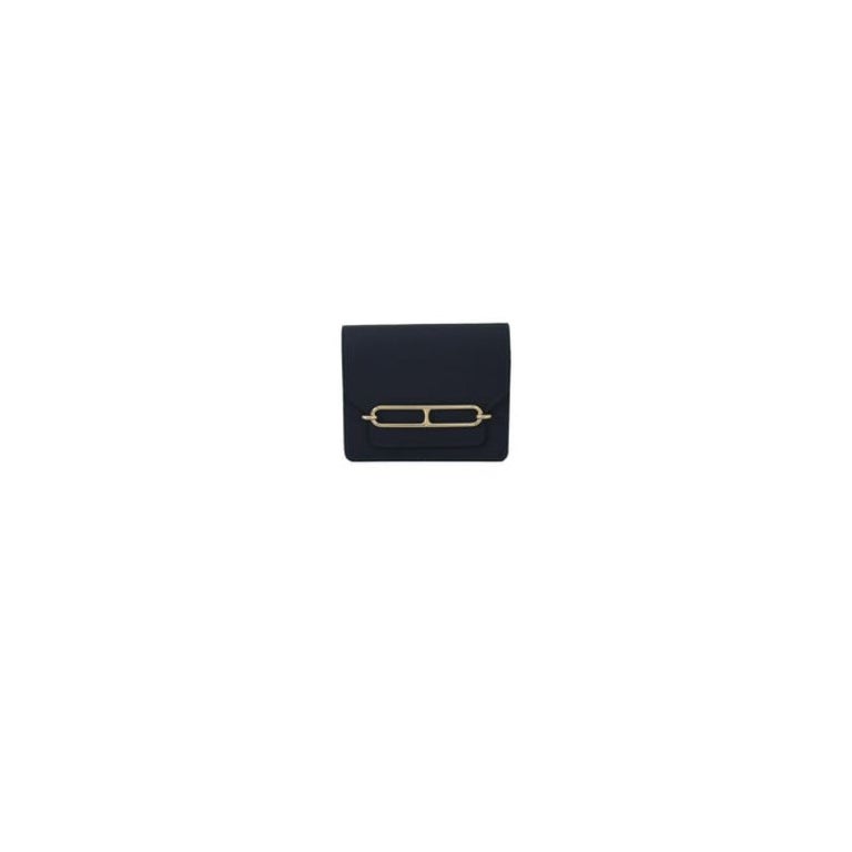 Hermes Roulis Slim Wallet Gold Hardware Bleu Nuit For Sale at 1stDibs