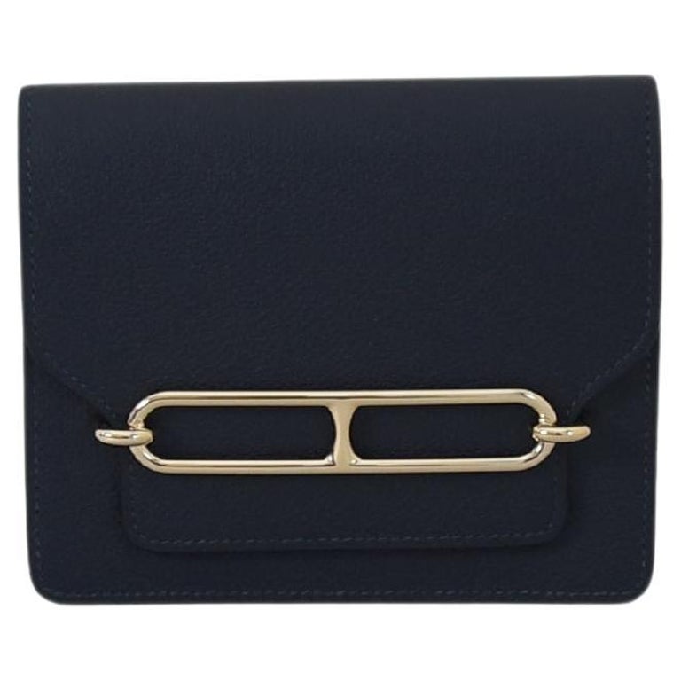 Hermes Roulis Slim Wallet Gold Hardware Bleu Nuit For Sale at 1stDibs
