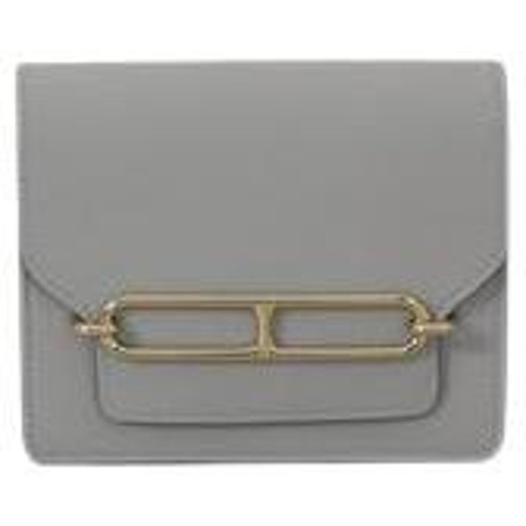 Hermes Roulis Slim Wallet Rose Gold Hardware Gris Perle For Sale at 1stDibs