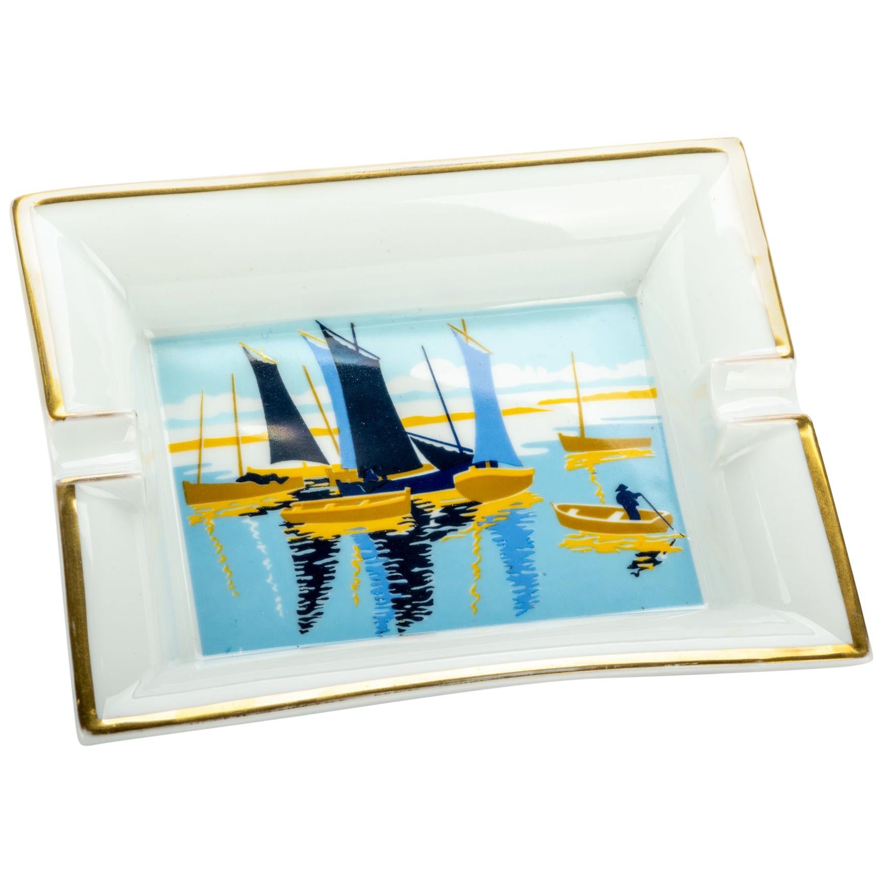 Hermes Sailing Boats Porcelain Ashtray at 1stDibs