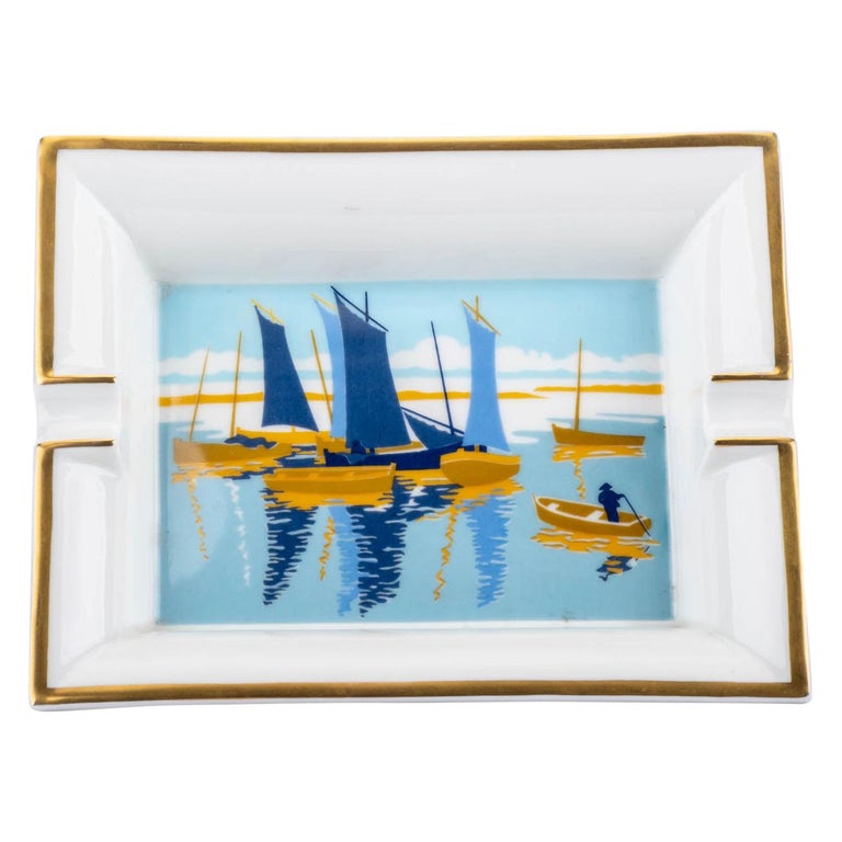 Hermes Sailing Boats Porcelain Ashtray at 1stDibs