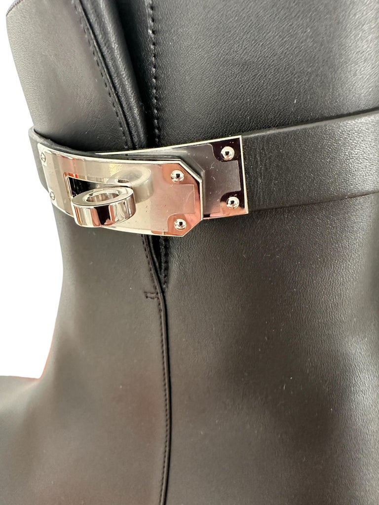 Hermes Saint Germain Ankle Boot Black 40 Kelly Buckle For Sale at 1stDibs