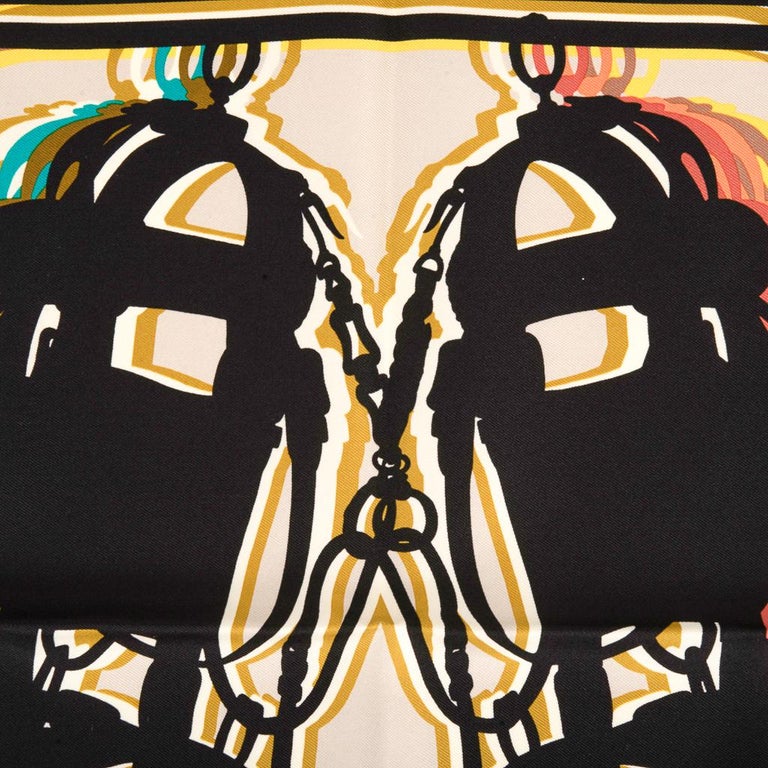 Hermes Scarf Brides de Gala Shadow 45 Beige / Ebene /Jaune / Citron Silk Twill at 1stDibs ...