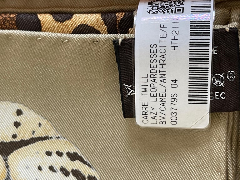 Hermes Scarf Camel Anthracite Black Lazy Leopardesses 90 Color 04 Scarf ...