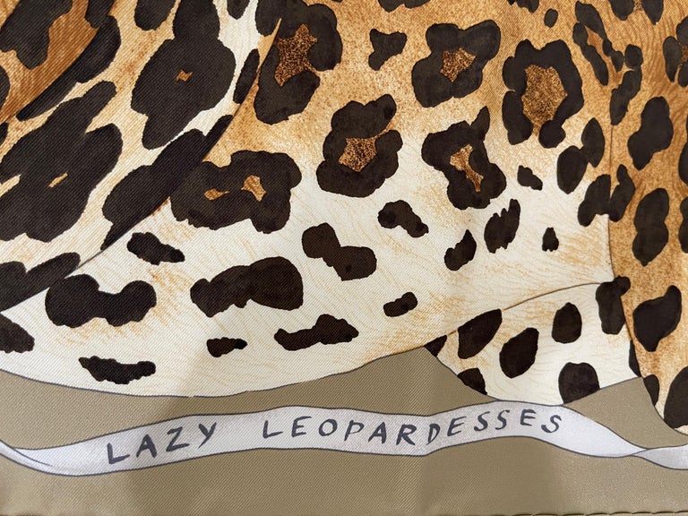 Hermes Scarf Camel Anthracite Black Lazy Leopardesses 90 Color 04 Scarf ...