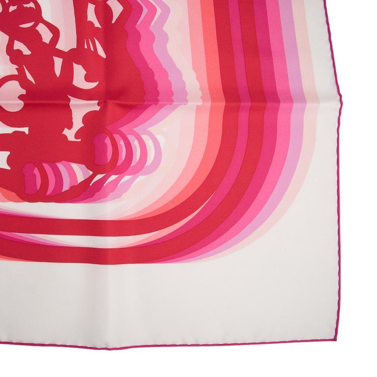 Hermes Scarf Brides de Gala Shadow 90 Blanc Rouge Rose Vif Silk Twill ...