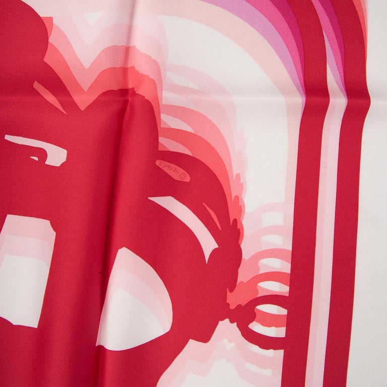 Hermes Scarf Brides de Gala Shadow 90 Blanc Rouge Rose Vif Silk Twill ...