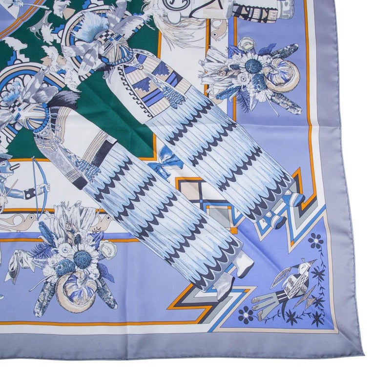 Hermes Scarf Kaschinas Giant Triangle Silk Twill Vert Mauve Gris at ...