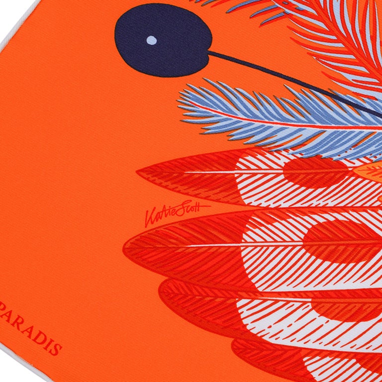 Hermes Scarf Toucans De Paradis 90 Orange / Marine / Ciel Silk Twill 90 New/Box at 1stDibs ...