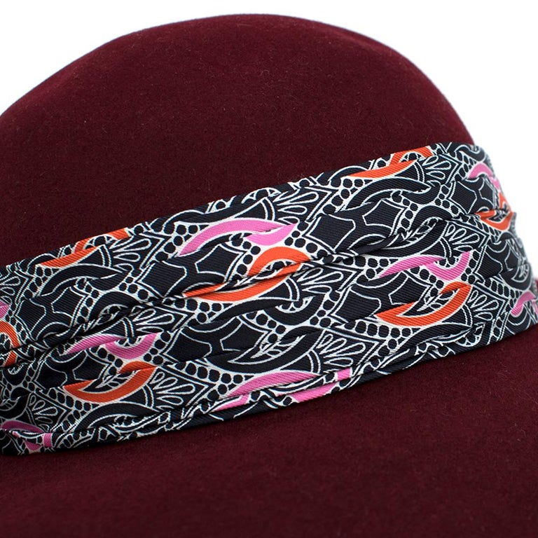 Hermes Scarlett Rabbit Felt Hat with silk bandeau at 1stDibs