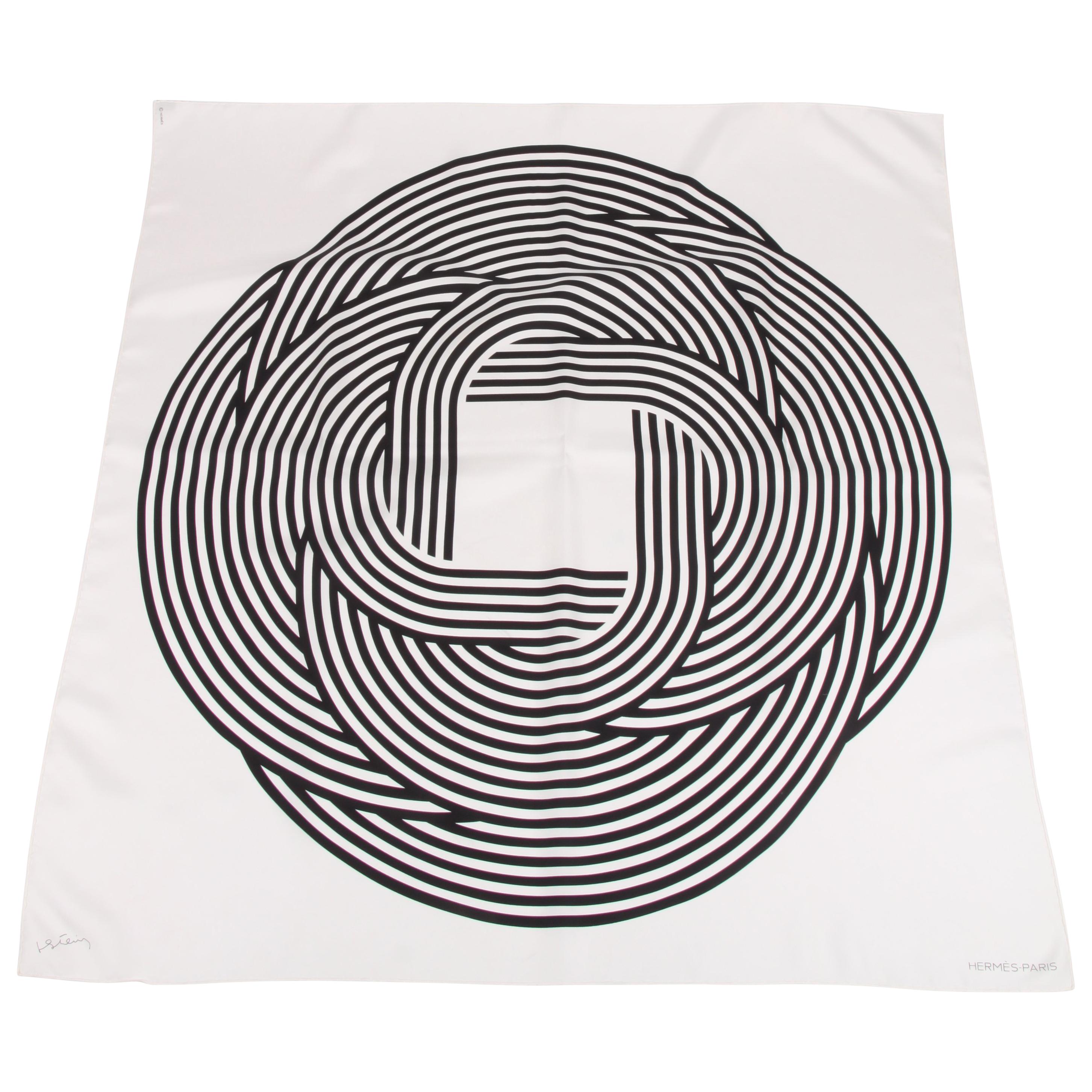 Hermes Silk Carre Scarf - black and white at 1stDibs