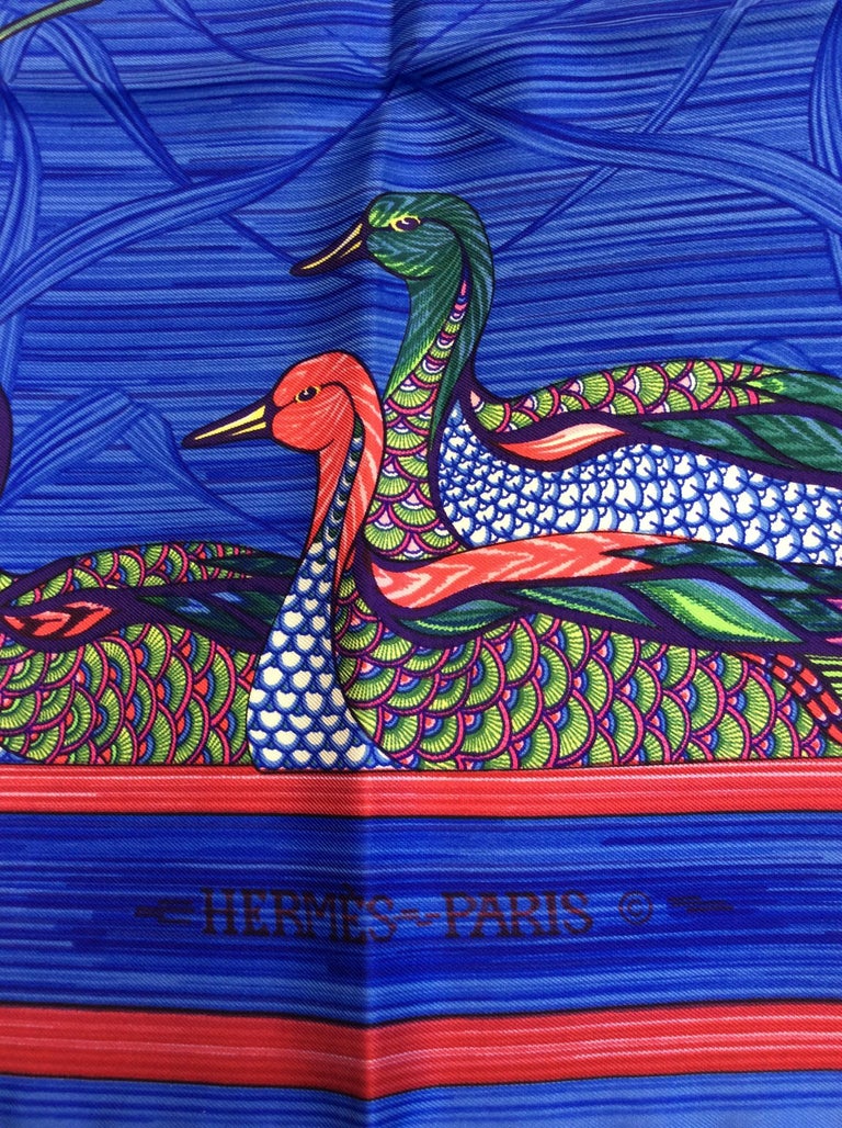 Hermes Silk Duck Print Scarf For Sale at 1stDibs | hermes duck scarf