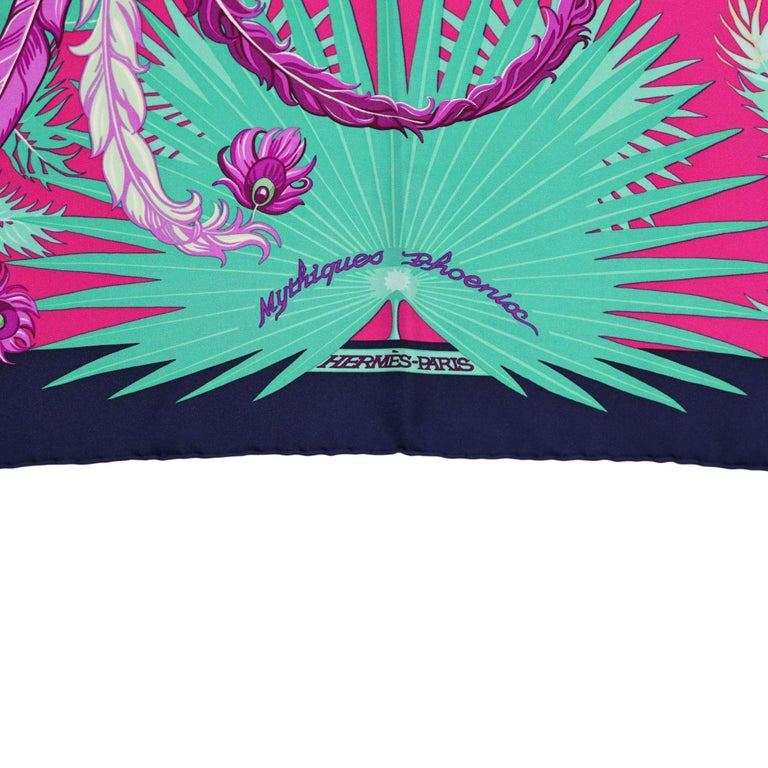 Hermes Silk Mythiques Pheonix Print Scarf/90cm For Sale at 1stDibs