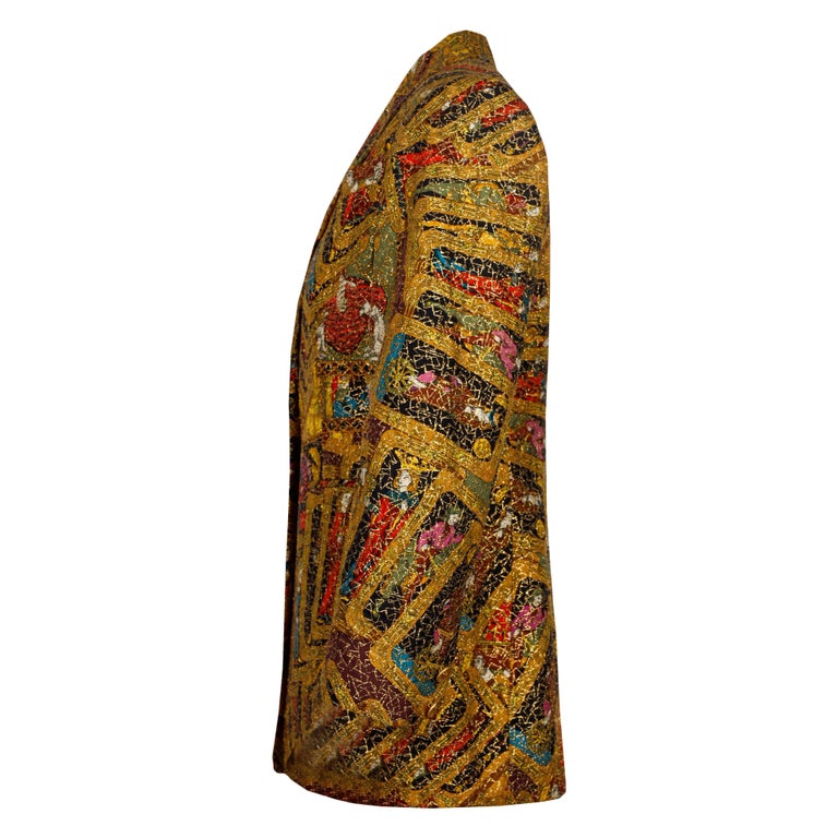 Hermès Silk Printed Jacket with Metallic Embroidery - '10s For Sale at ...