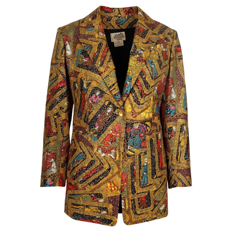 Hermès Silk Printed Jacket with Metallic Embroidery - '10s For Sale at ...