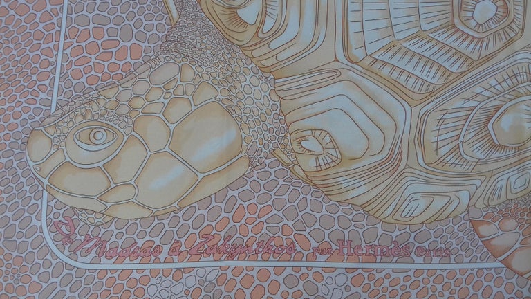 Hermès Silk Scarf De Madras A Zakynthos Turtle Pink Beige 35 inches at ...