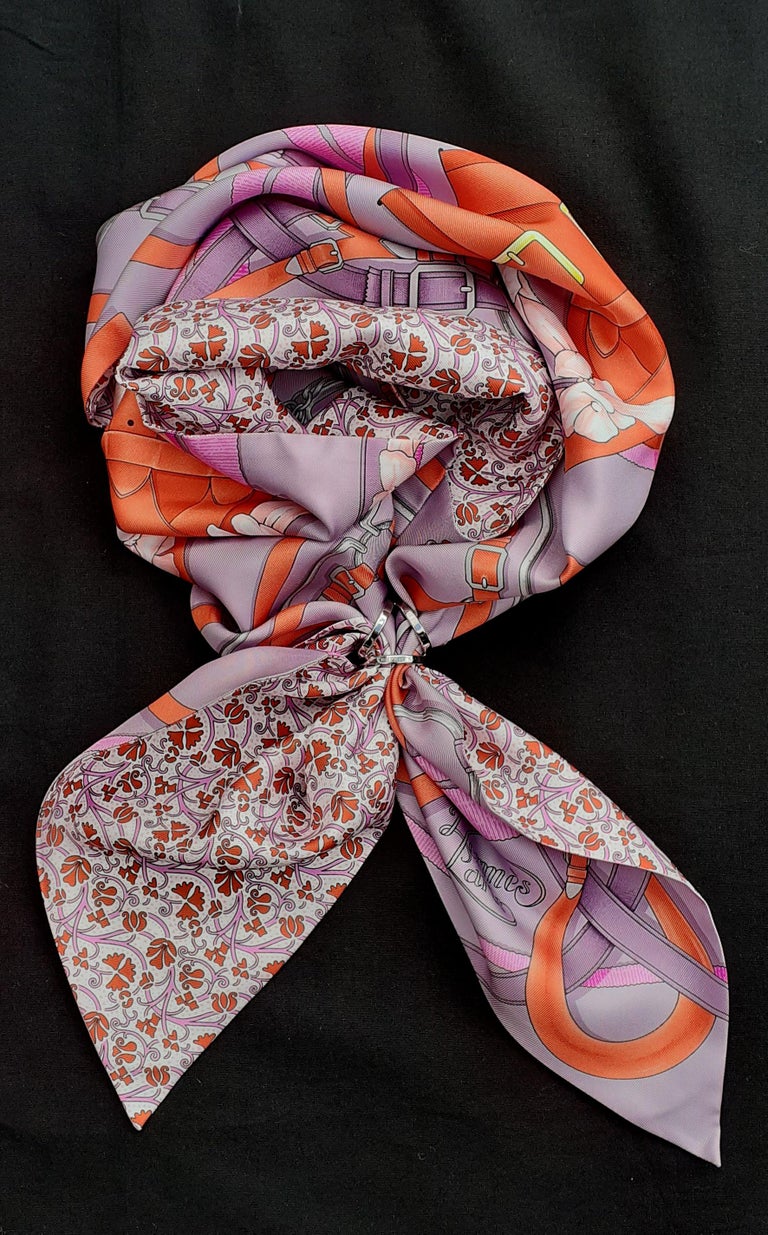 Hermès Silk Scarf Maxi Twilly Cut Grand Manege Fleuri Pink Purple For ...