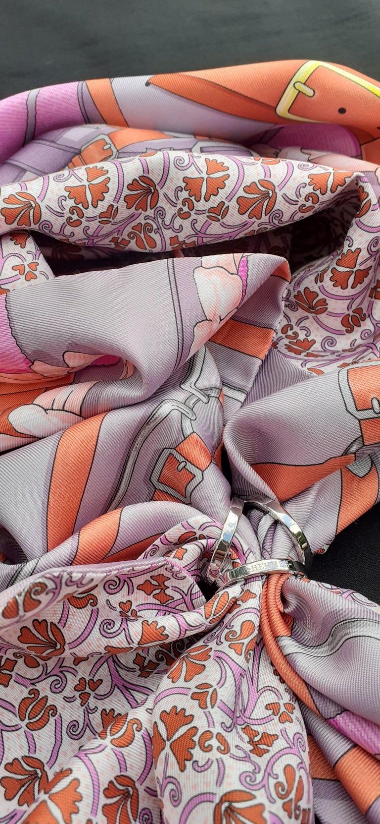 Hermès Silk Scarf Maxi Twilly Cut Grand Manege Fleuri Pink Purple For ...