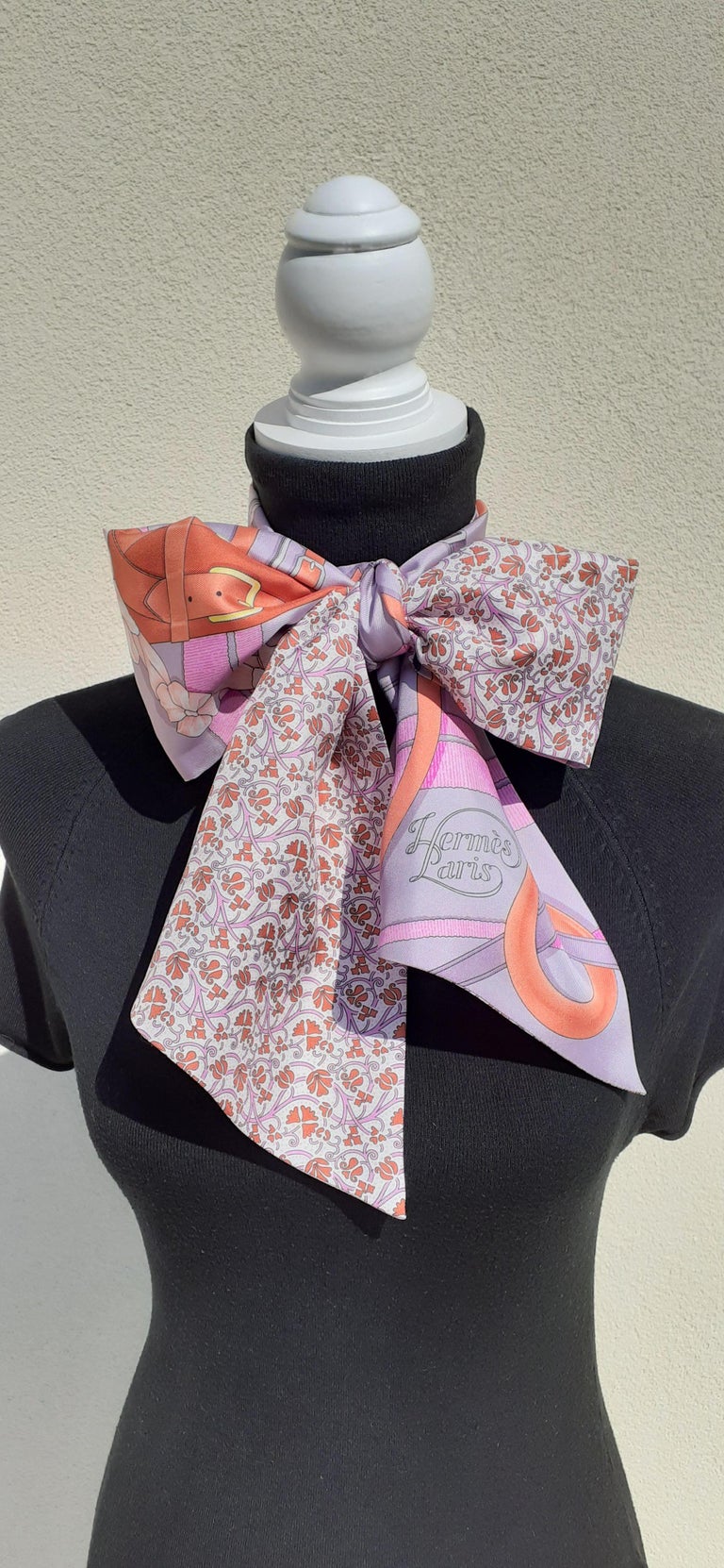 Hermès Silk Scarf Maxi Twilly Cut Grand Manege Fleuri Pink Purple For ...