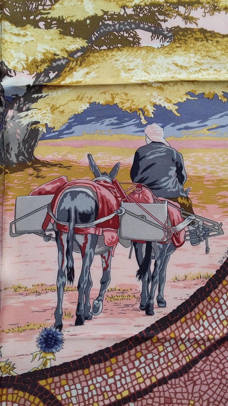 Hermès Silk Scarf Sous Le Cèdre Dimitri Rybaltchenko Mosaic Pink 90 cm ...