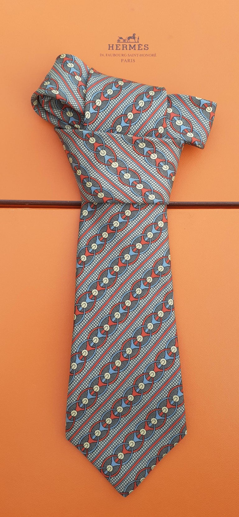 Hermès Silk Tie Tennis Pattern Mint Condition at 1stDibs