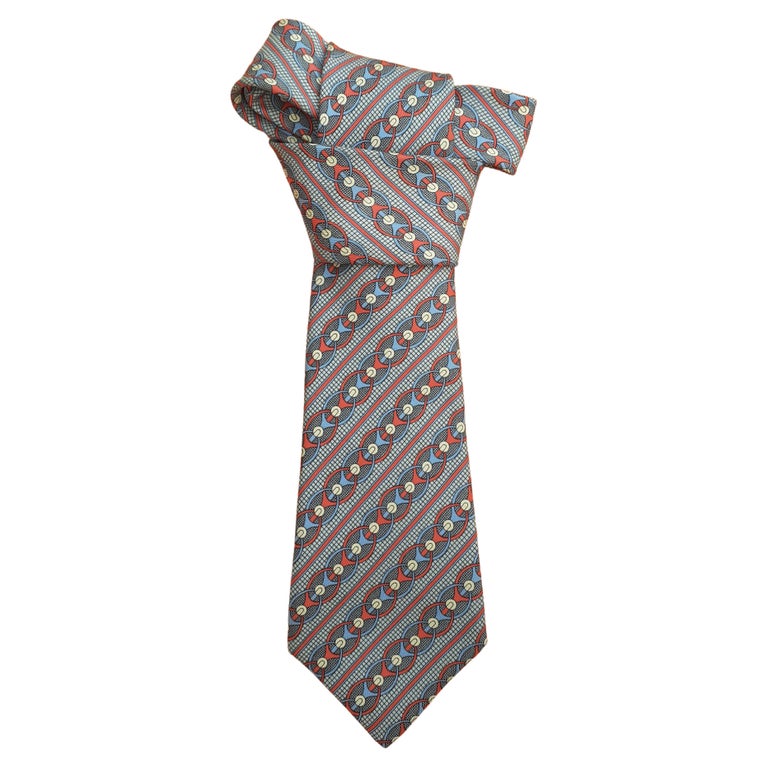 Hermès Silk Tie Tennis Pattern Mint Condition at 1stDibs