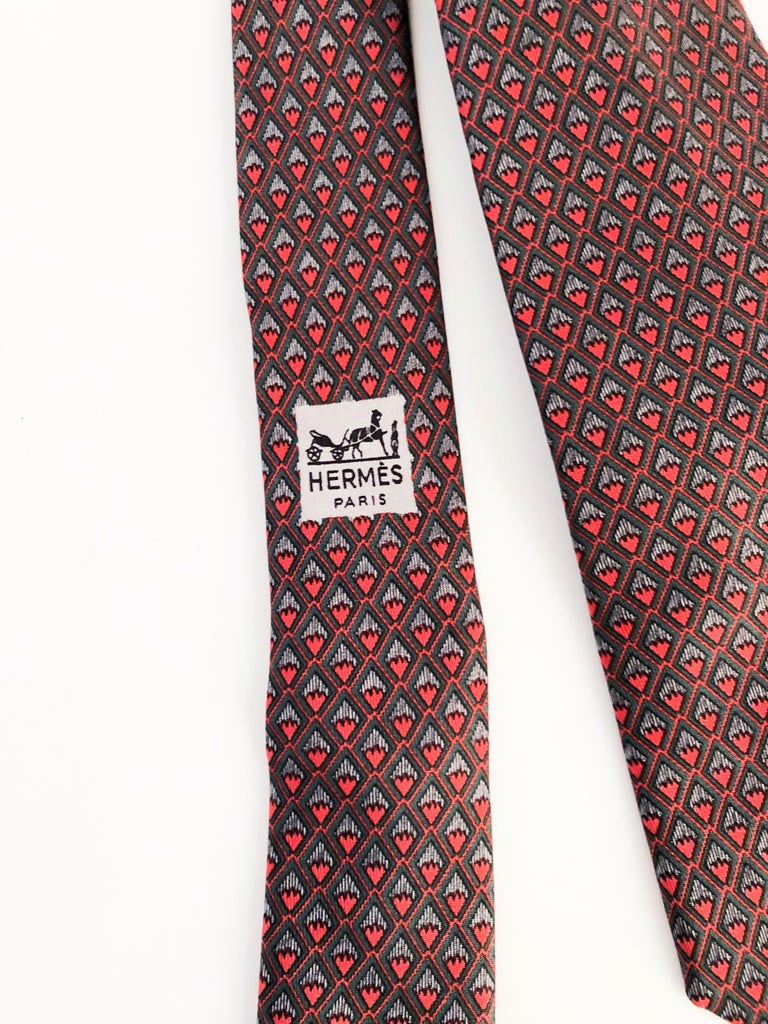 Hermès Silk Tie with Geometric Pattern at 1stDibs