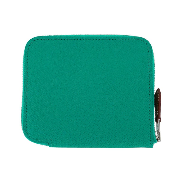 Hermes Silk'In Compact Wallet Jade Epsom Leather Equateur Silk Lining ...